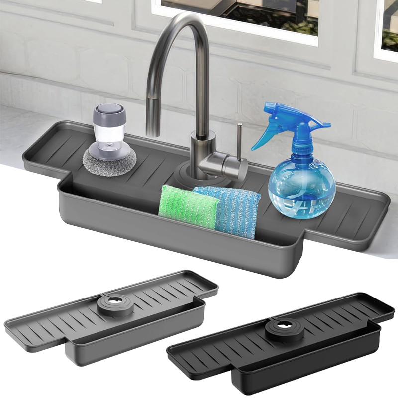 Kitchen Sink Splash Guard Faucet Drainer Pad Sink Drainer Silicone Sink ...