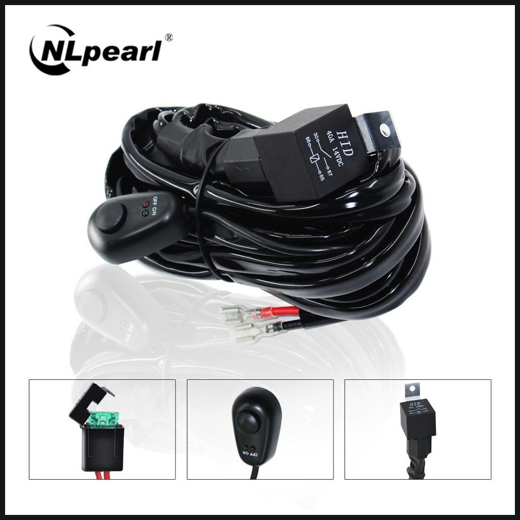 Universal LED Light Bar Wiring Harness Kit 12V 40AMP Relay ON/OFF ...