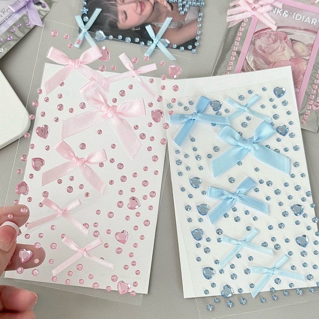 Love Bow Rhinestone Sticker Waterproof DIY Handbook Phone Decals Party ...