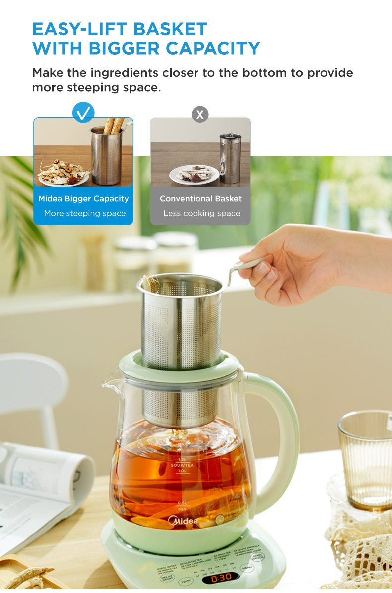 Midea MK-YS01 1.5L Healthy Pot Kettle With 12 Preset Programs | Shopee ...