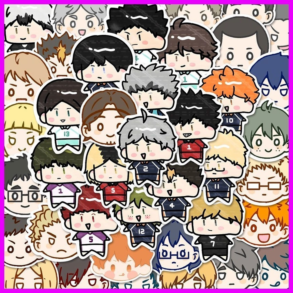 Stickers Haikyuu (54 Sheets) Hinata Shoyo ins Cartoon Cute Peas Eye Q ...