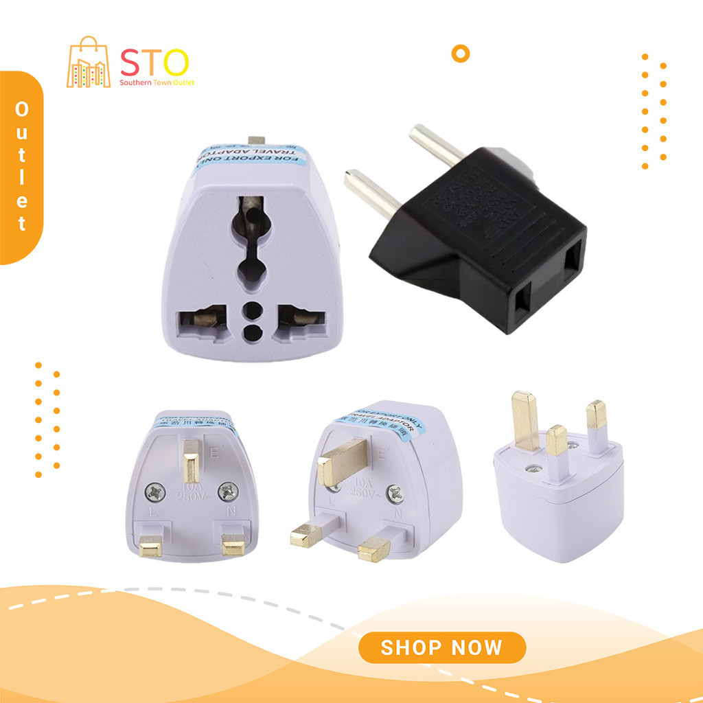 STO Two Pin Three Pin Converters Plug Universal Adapter British Socket ...