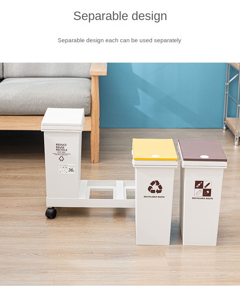 60l Large Capacity Three-in-One Trash Sorting Trash Can Household with ...
