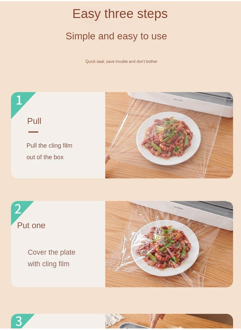 LODER ECOCO Food Packaging Cling Film Cutter Kitchen Food Grade Cling ...