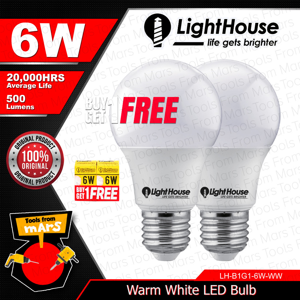 [BUY 1 GET 1 FREE] LIGHTHOUSE LED Bulb E27 Warm White Premium Bedroom ...