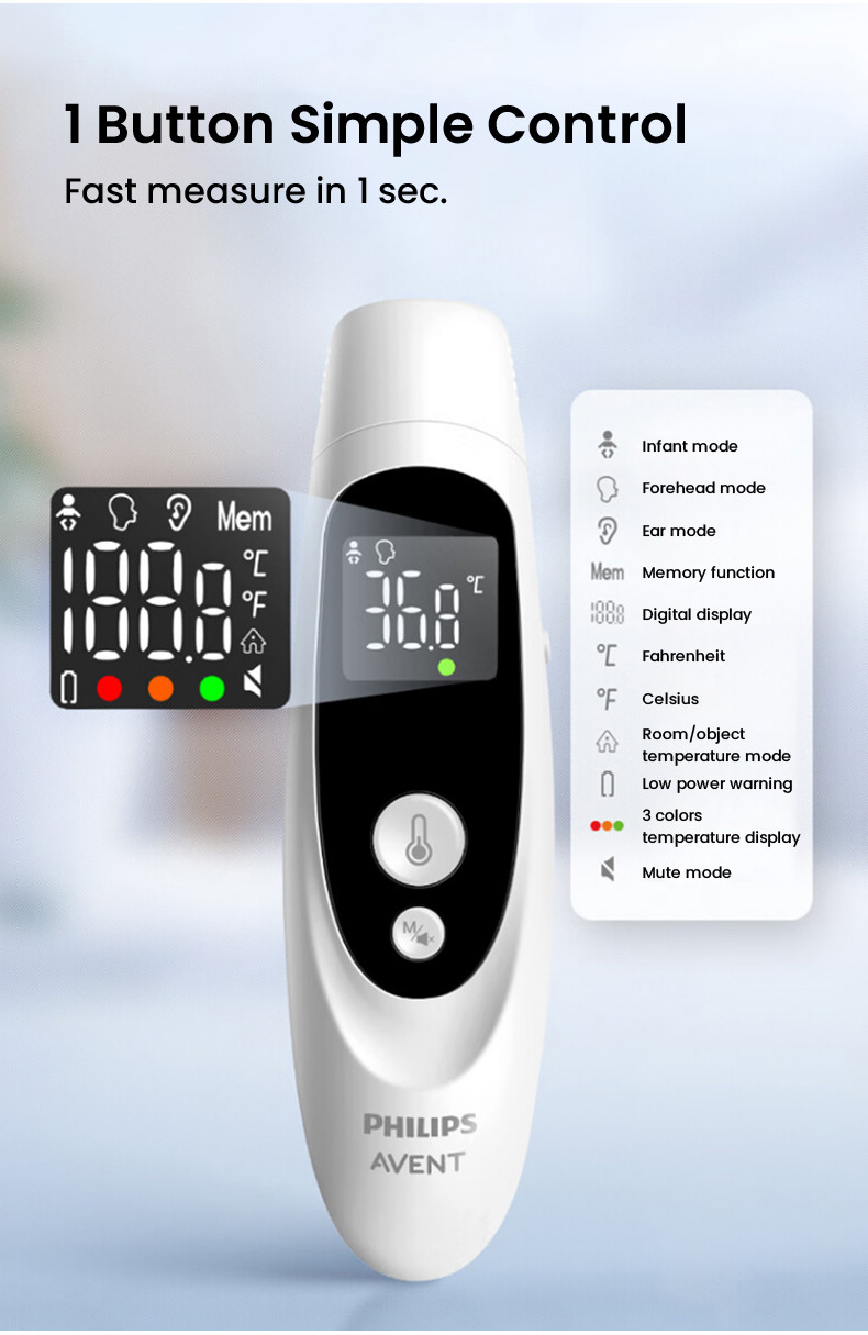 Philips Avent 2-IN-1 Thermometer Household Accurate Medical Ear ...