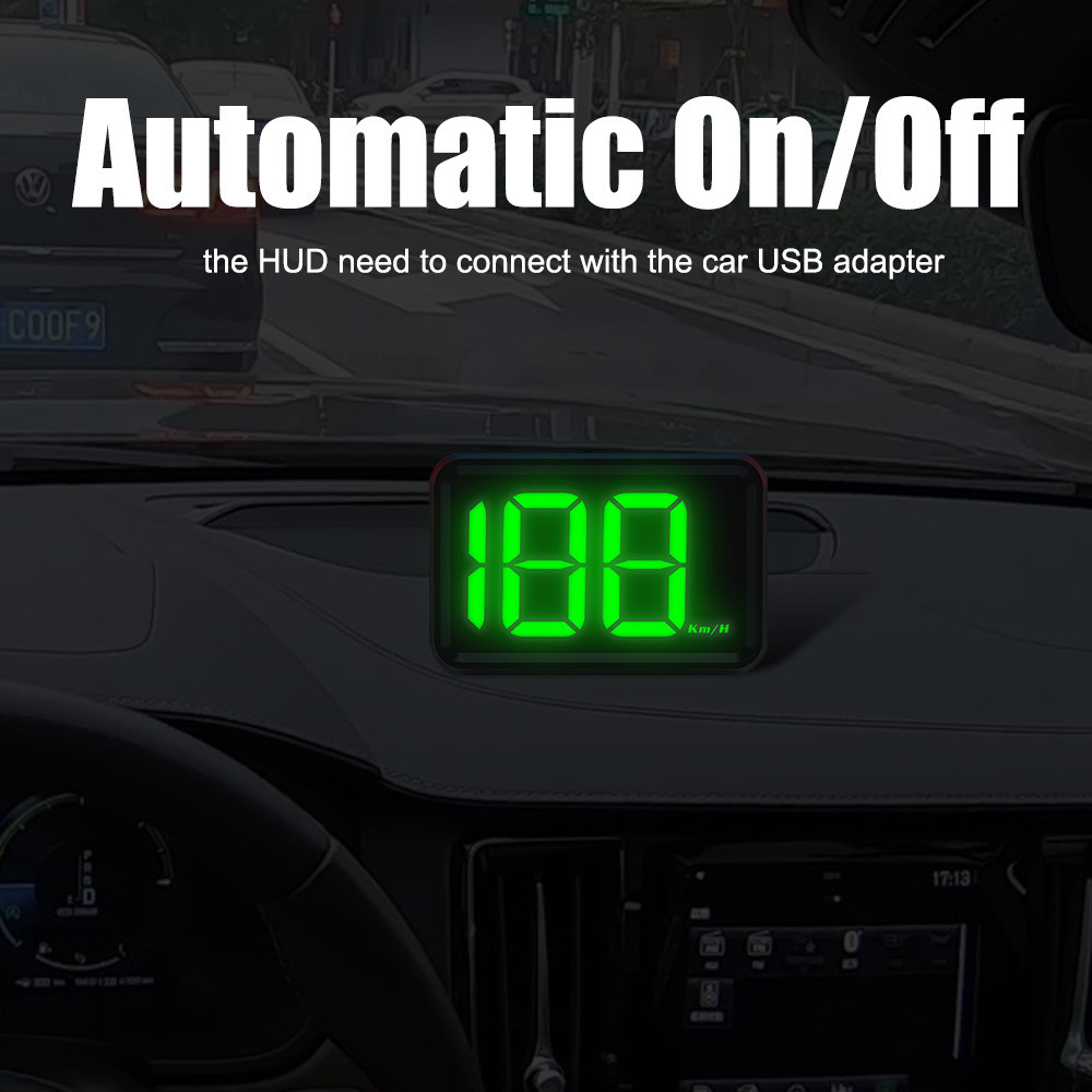 Digital USB Plug GPS HUD Speedometer Big Font White Green Light Display ...