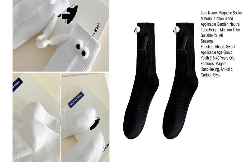 YYR_ Sweat-wicking Socks Unisex Magnetic Holding Hands Socks Christmas ...