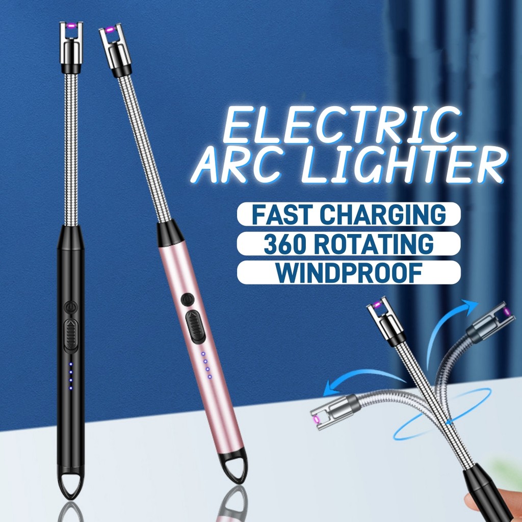 Electric Lighter USB Rechargeable Gas Stove Lighter Candle Lighter BBQ ...
