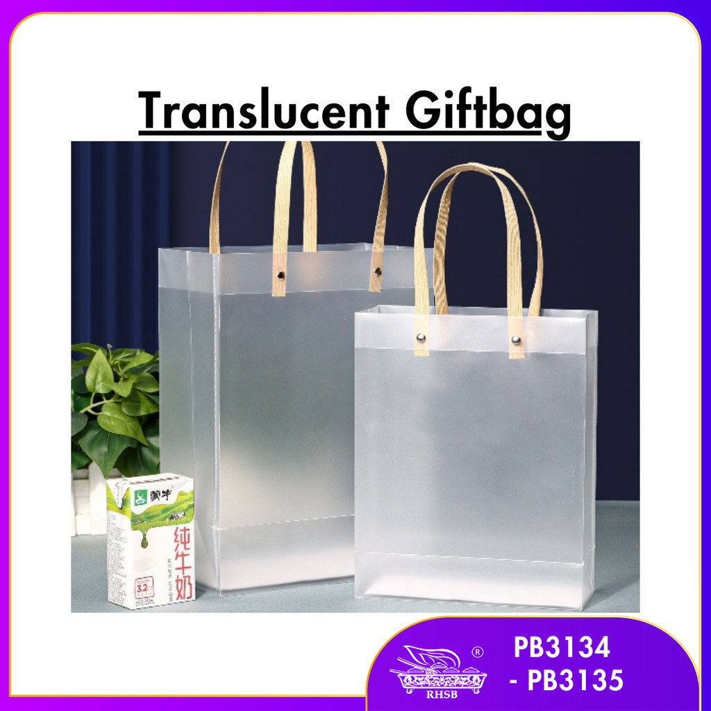 FROSTED PP TOTE PLASTIC PAPER BAG/GOODIES BAG/WEDDING PARTY DOORGIFT ...