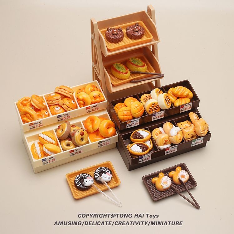 Miniature Fake Bread Cabinet | Miniature Bakery and Pastry Toy Set ...