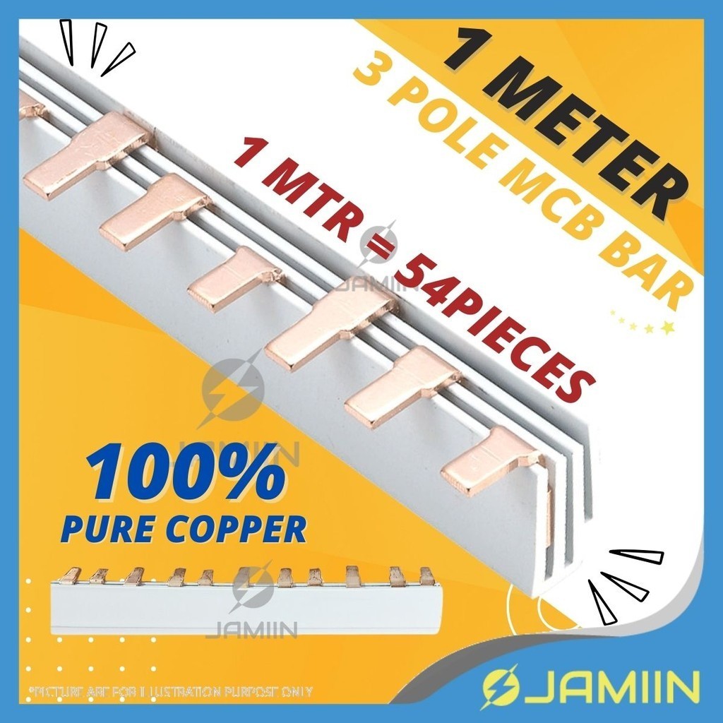 1 METER 3 POLE MCB BAR 54 PIECES Full Copper Three Phase MCB Connector ...