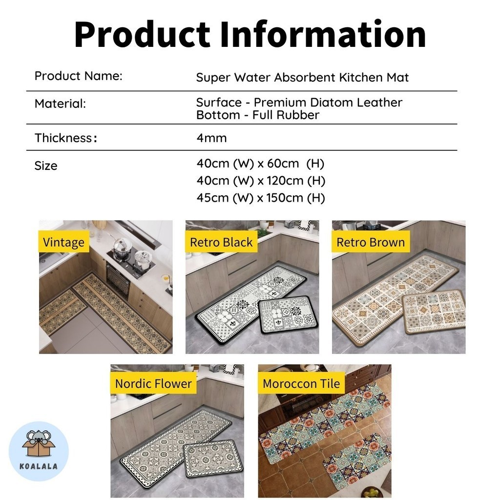 𝑲𝑲 Long Absorbent Bath Mat Alas Kaki Karpet Kaki Antislip Floor Mat ...