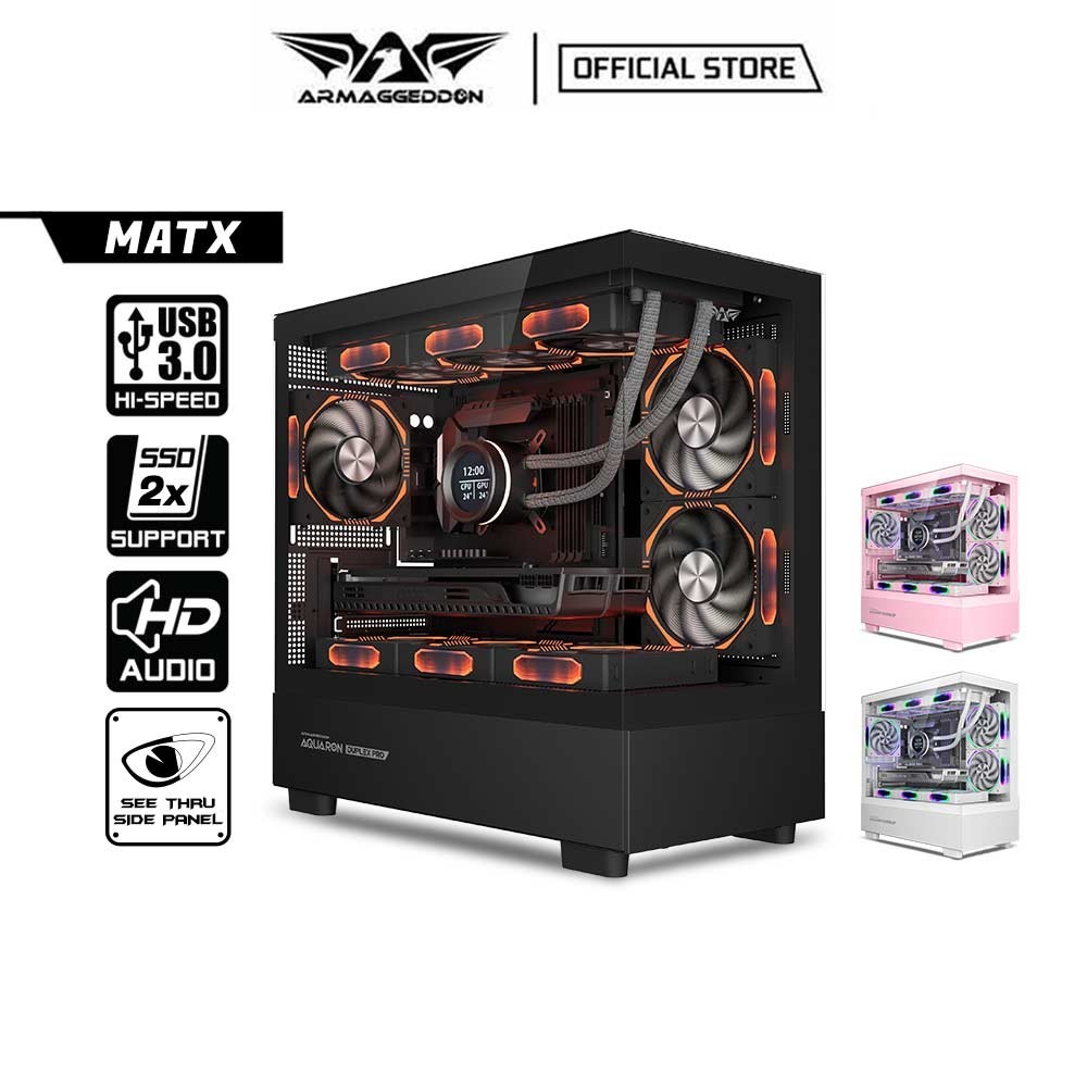 Armaggeddon Aquaron Duplex PRO MATX Dual Chamber PC Case with Tempered ...