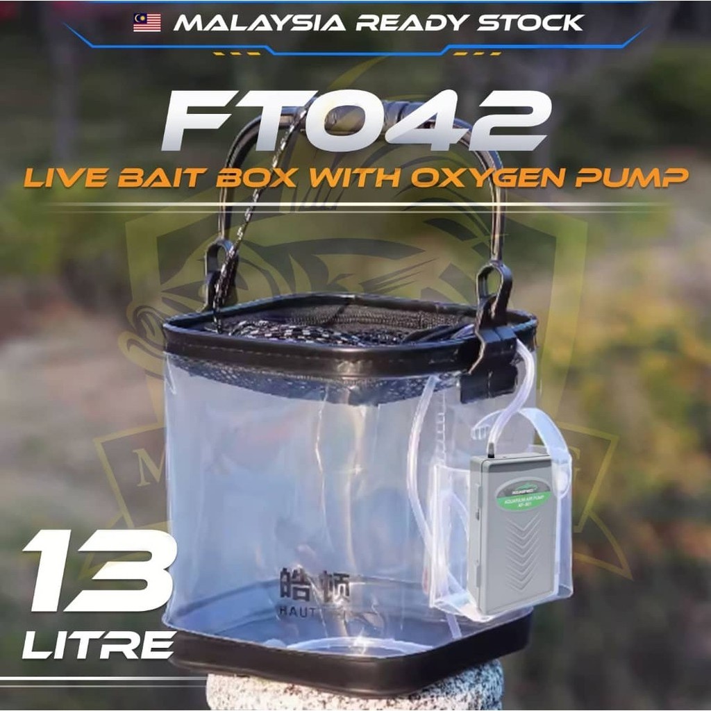 Kotak Pancing Umpan Hidup Live Bait Box with Oxygen Pump 13Litre ...