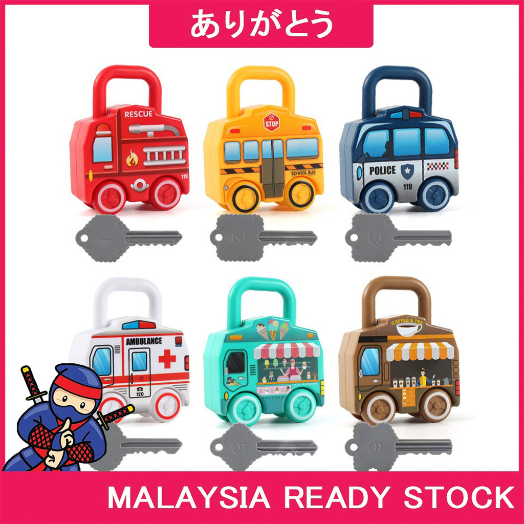 Arigatou Car Pairing Key Toys-6in1 Number Learning Padlocks Toy Kids ...