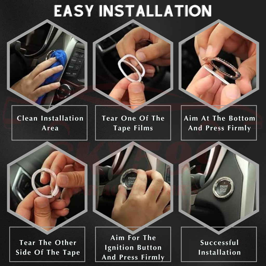 Aluminium Alloy Car Start Stop Button/Push Start Key Decoration Ring ...