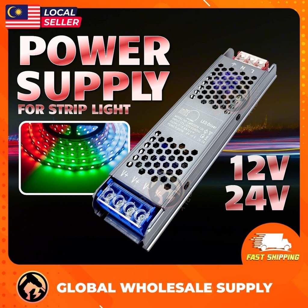 SLIM DESIGN Power Supply DC12V / 24V Lighting Transformer LED Strip ...
