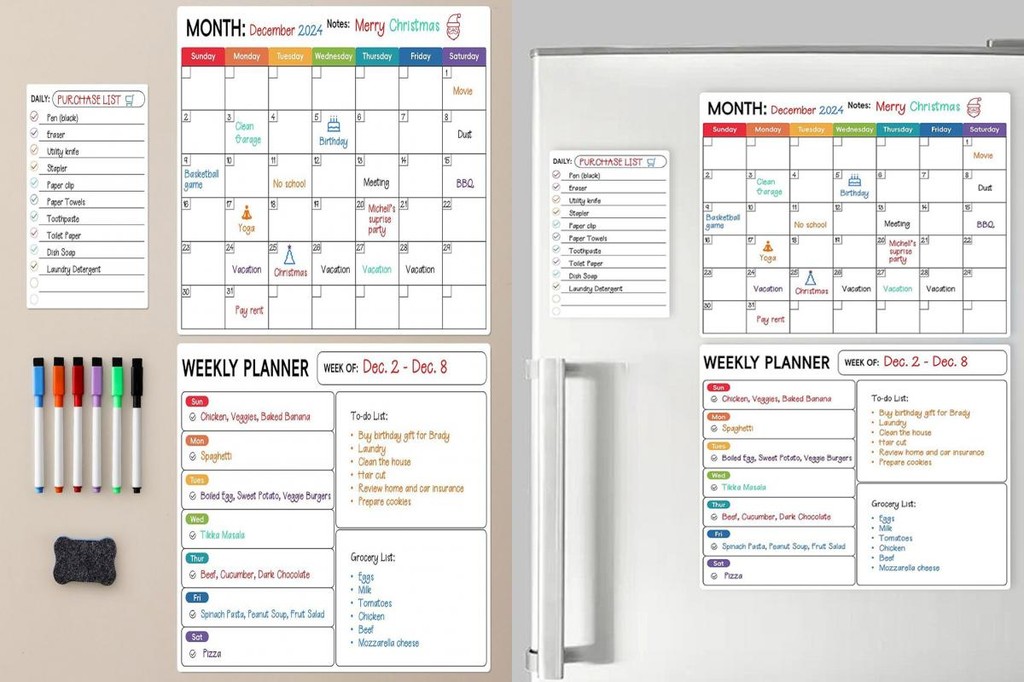 CHEER To-do List Organizer Grocery List Organizer 3pcs Magnetic ...