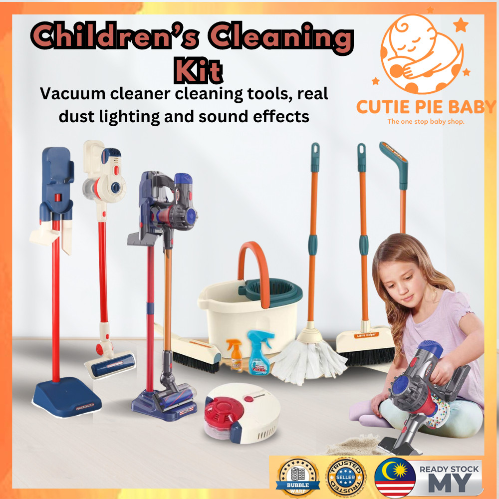 Kids Pretend Play Cleaning Toys Vacuum Cleaner Floor Mop Set Robot Toy ...