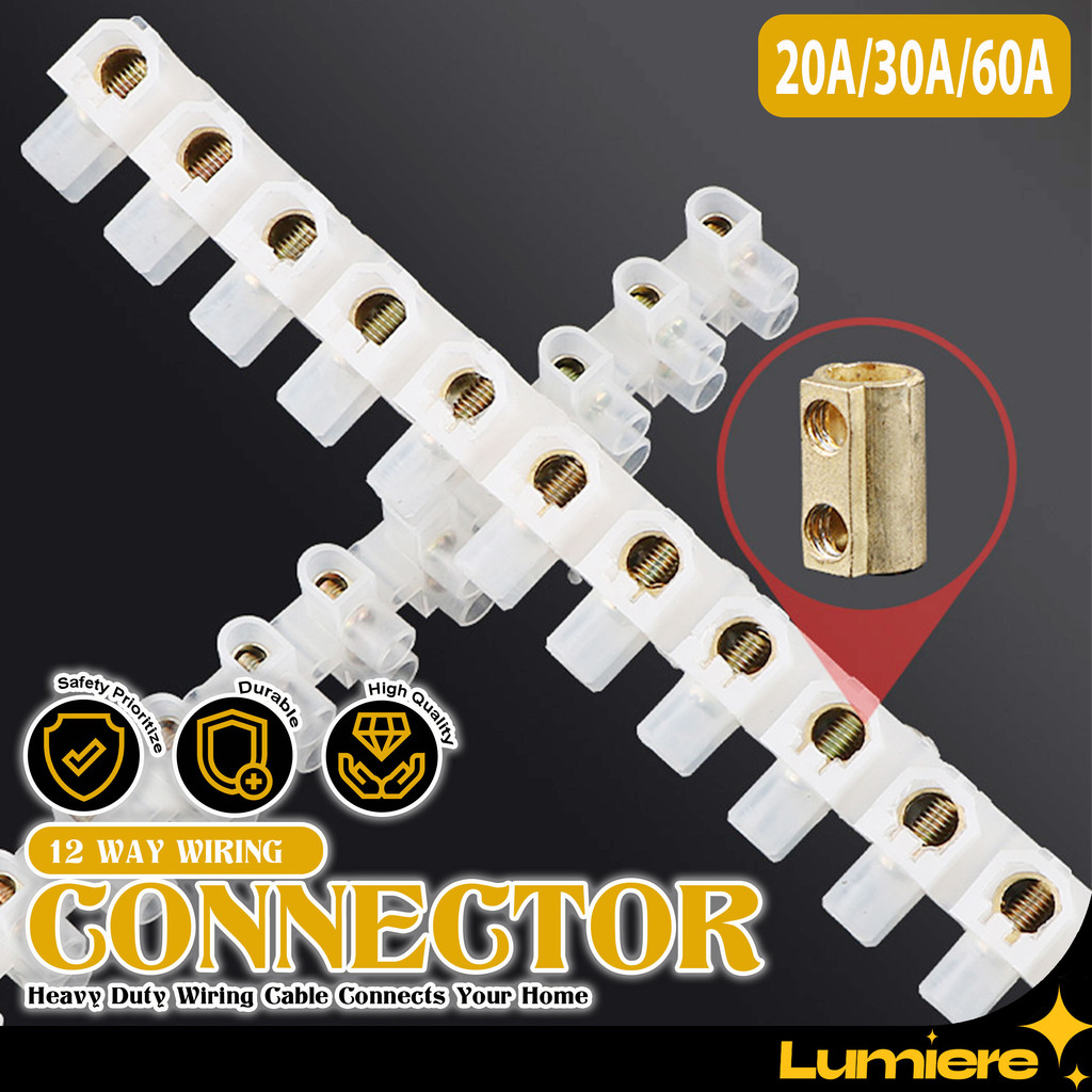 Wire Connector 12 Way PVC Terminal Block Wiring Connector Penyambung ...