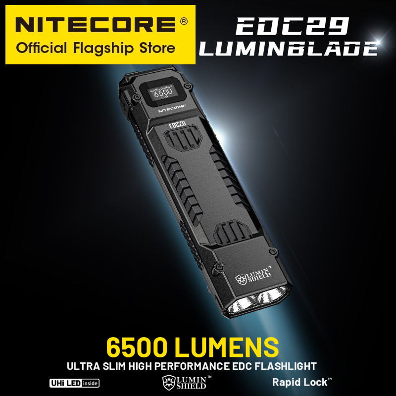 NITECORE EDC29 Utra Slim EDC Flashight 6500 Lumens USB-C Rechargeable ...