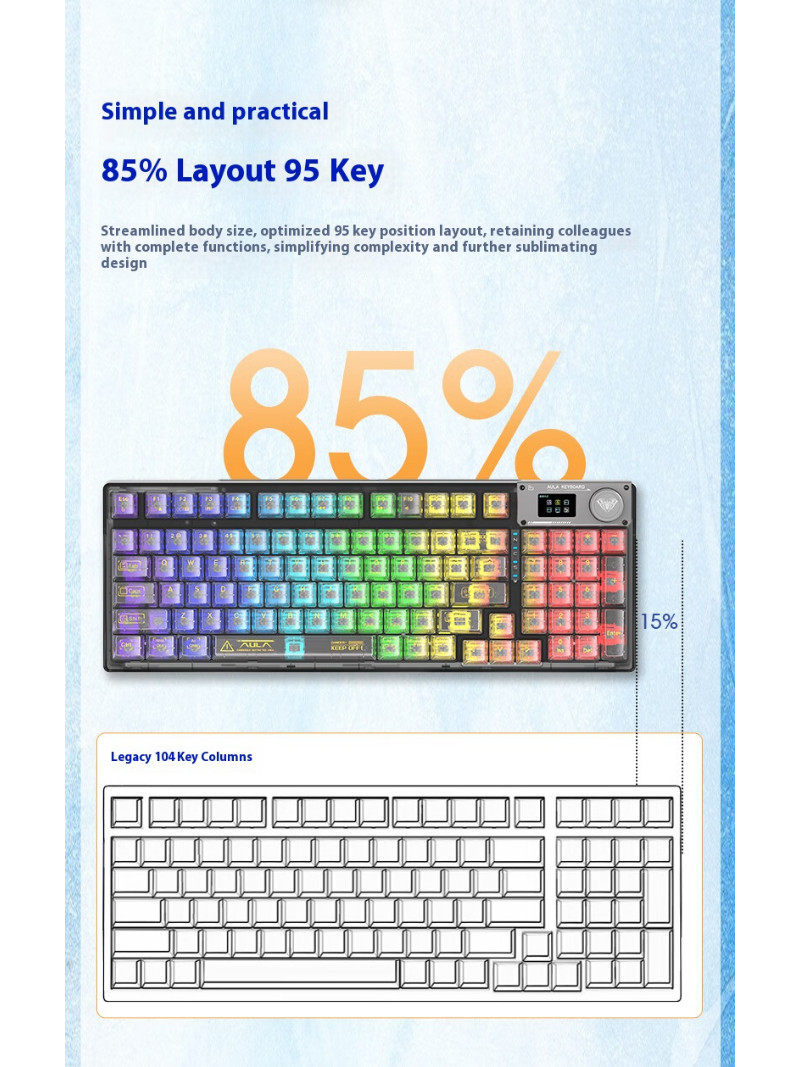 AULA F98 Pro Mechanical Keyboard 3-mode Wireless Bluetooth Hot-swap E ...