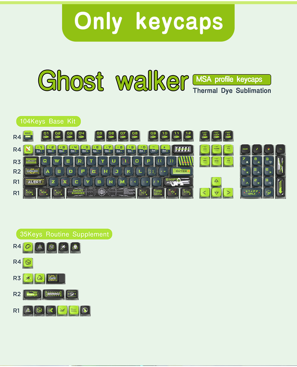 Ghostrunner Four Sided Shine Through Crystal Keycap MSA Profile ...