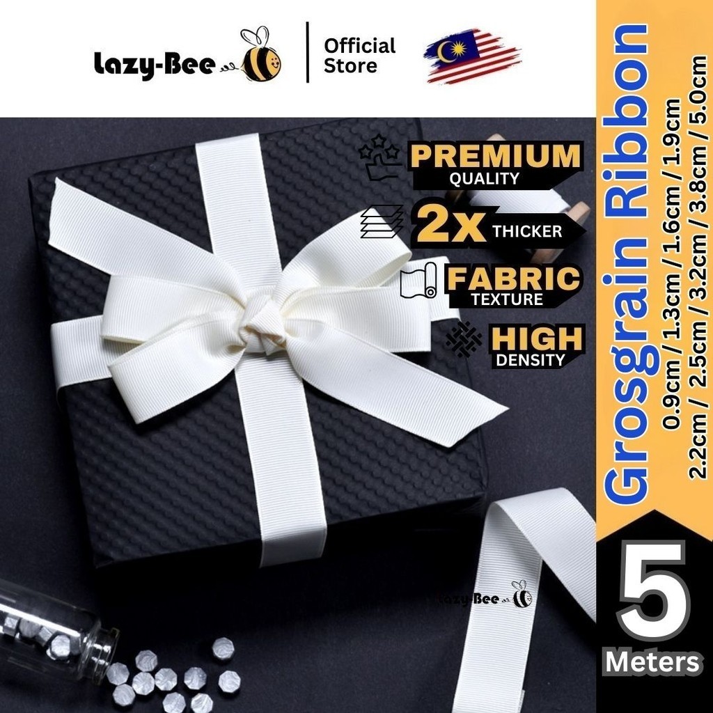 LAZY BEE 5 meter Antique White Premium Grosgrain Ribbon Wedding DIY ...