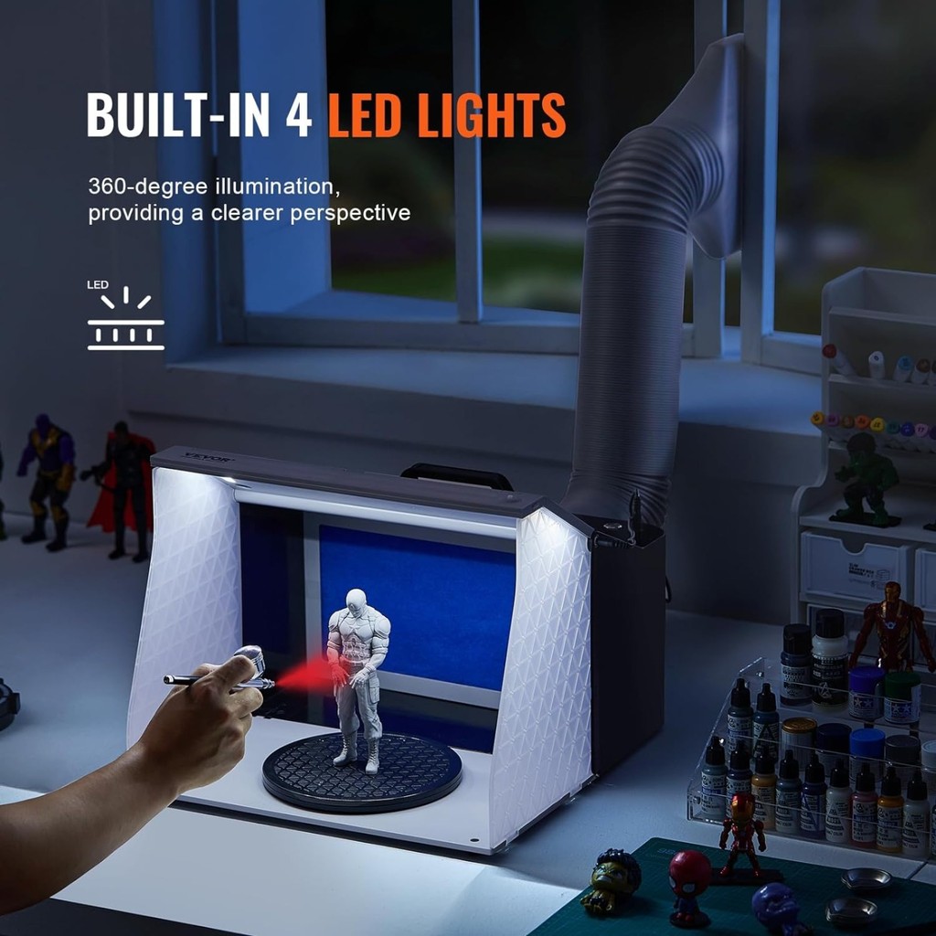 4 Led Light Airbrush Spray Booth Workbench with 2 Fans Model Paint Box ...