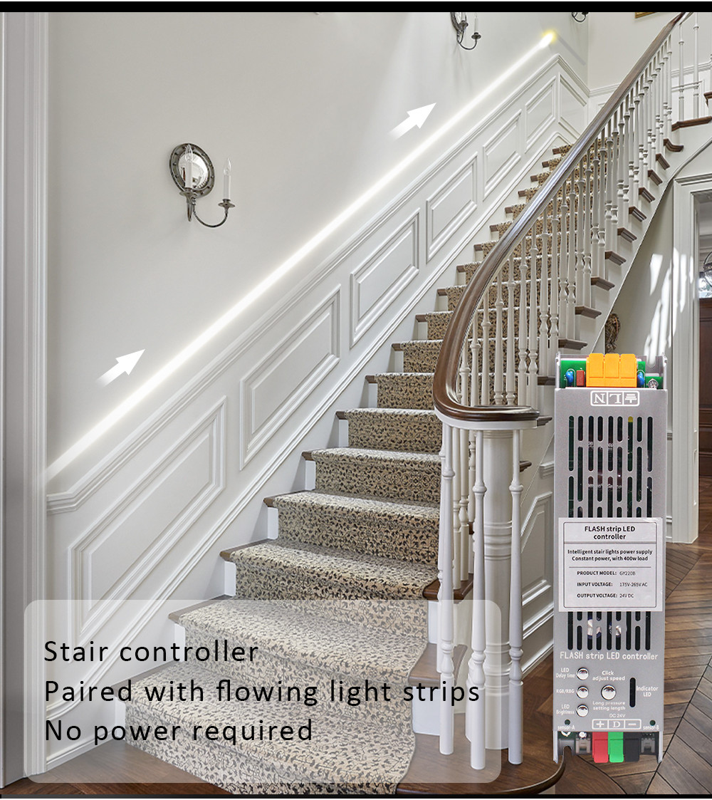 24V 400W 2in1 Stair Light Controller Kit 5M 10M 15M COB Running Water ...
