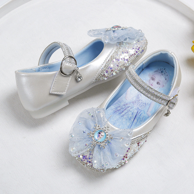 Princess Elsa Girls' Shoes 2024 New Small Leather Shoes Frozen Little ...