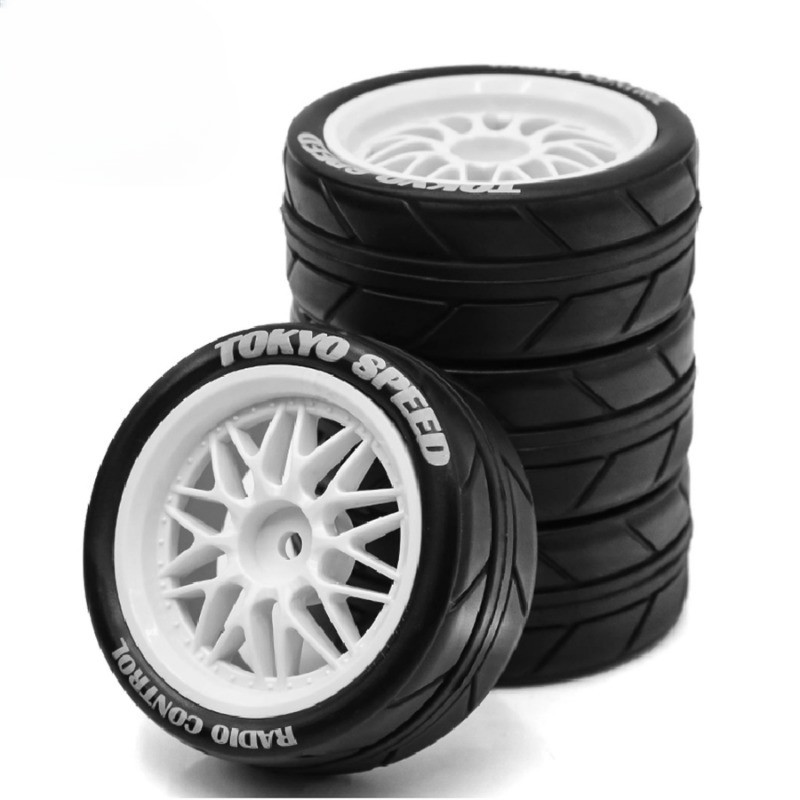 4pcs 65mm Rubber Tire Wheel Tyre 12mm Hex for Tamiya TT01 TT01E TT02 ...