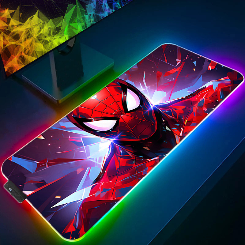 Spider Man RGB LED Mouse Pad Large Computer Gaming Locking Edge ...