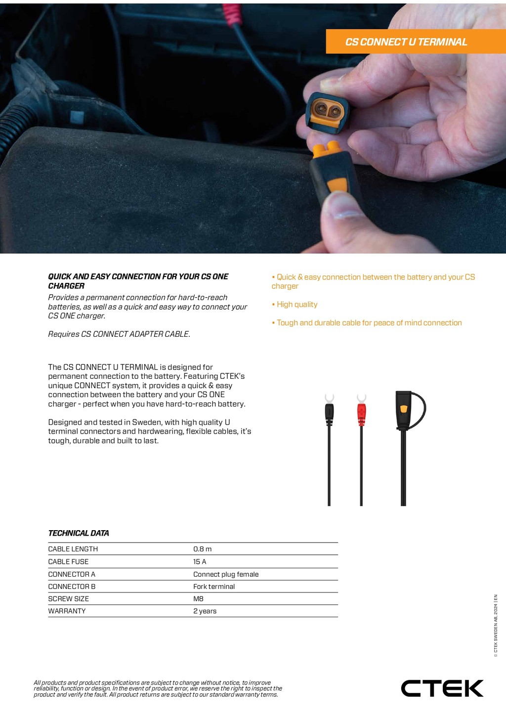 CTEK CS Connect U Terminal 0.8m | Shopee Malaysia