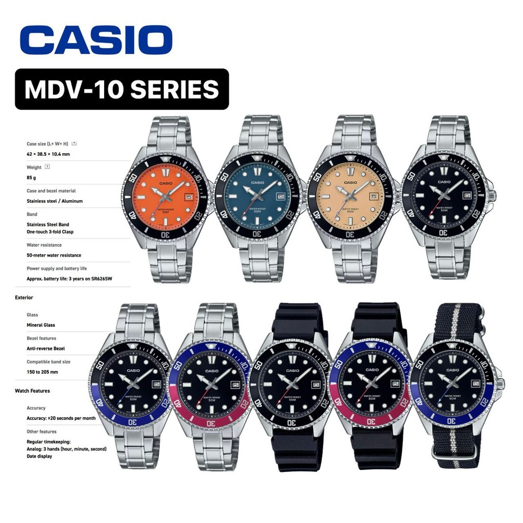 [ OFFICIAL CASIO WARRANTY ] CASIO MDV-10 SERIES ANALOG WOMEN SPORTY ...