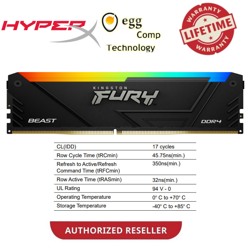 KINGSTON FURY BEAST RGB 8GB [1X8GB] DDR4 3200MHZ CL16 MEMORY RAM - KF432C16BB2A/8 | Shopee Malaysia