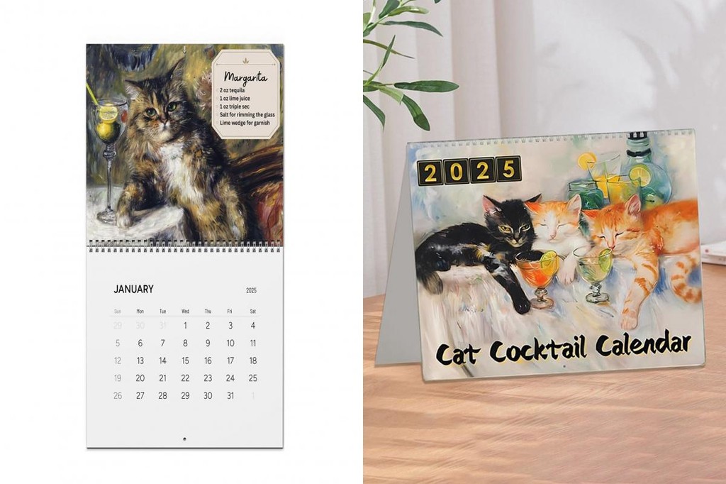 Cat Themed Calendar Cat and Cocktail Calendar 2025 Cat Cocktails ...