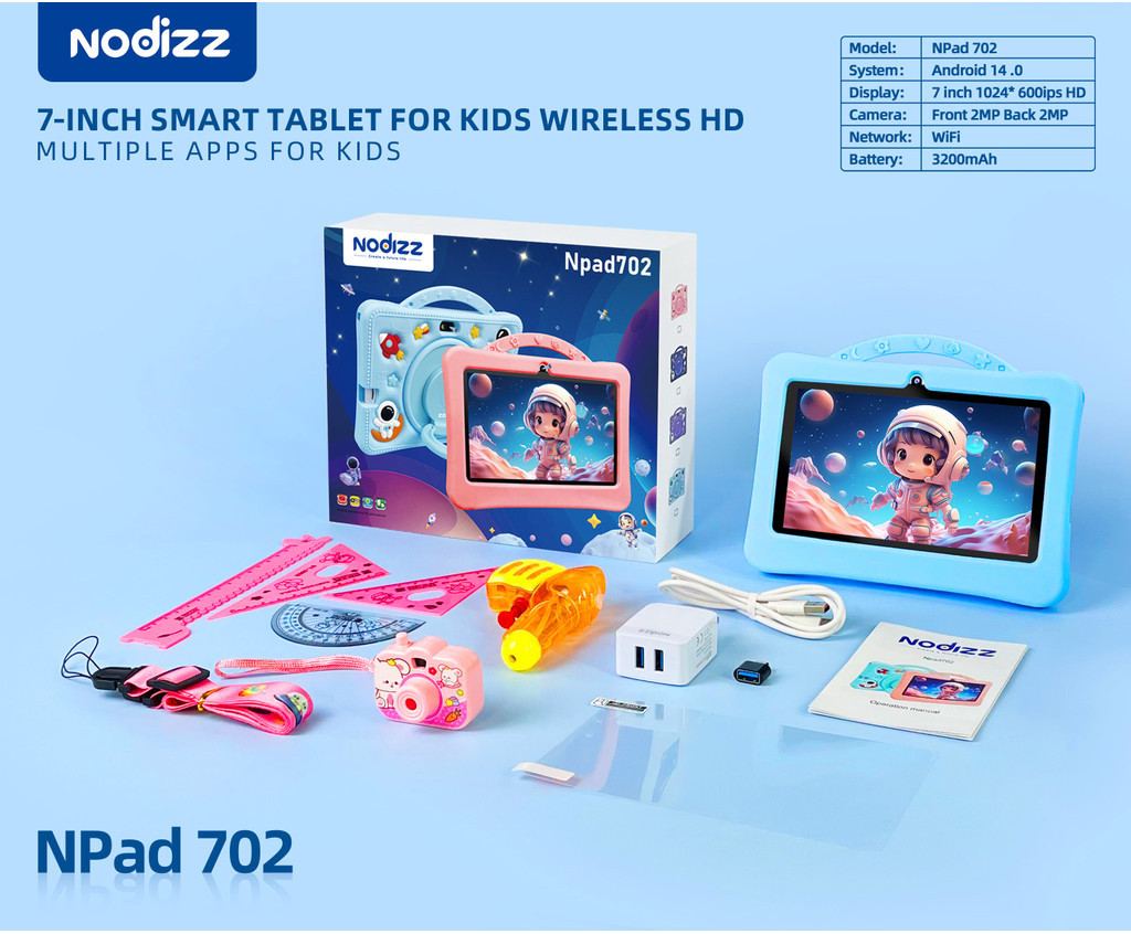[Nodizz] WiFi Kids Tablets Android tablet for kids dual camera educational games toddler tablet ...