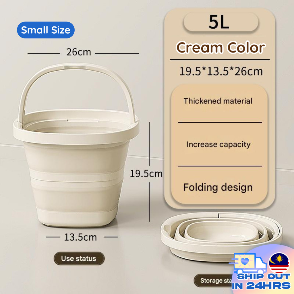 Foldable Bucket with Handle Portable Large Outdoor Indoor Multipurpose ...
