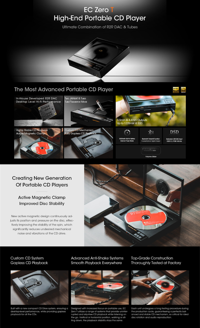 Shanling EC Zero T, Portable CD Player: R2R DAC + Dual JAN6418 Tube ...