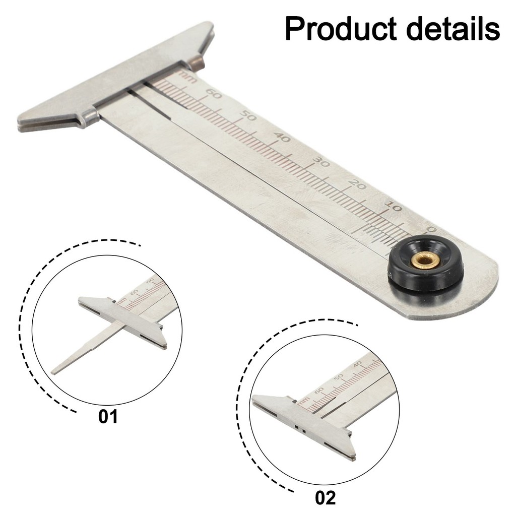 (HUND) Stainless steel tire tread depth measuring vernier caliper depth ...