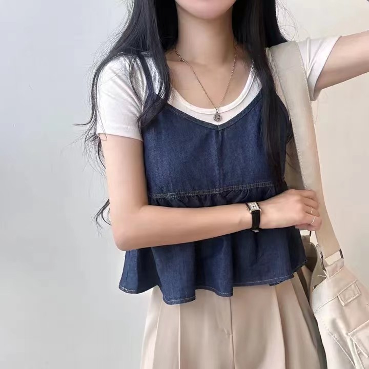 Solovely Women Korean Style Crop Tops Plain Sleeveless Tops Street ...