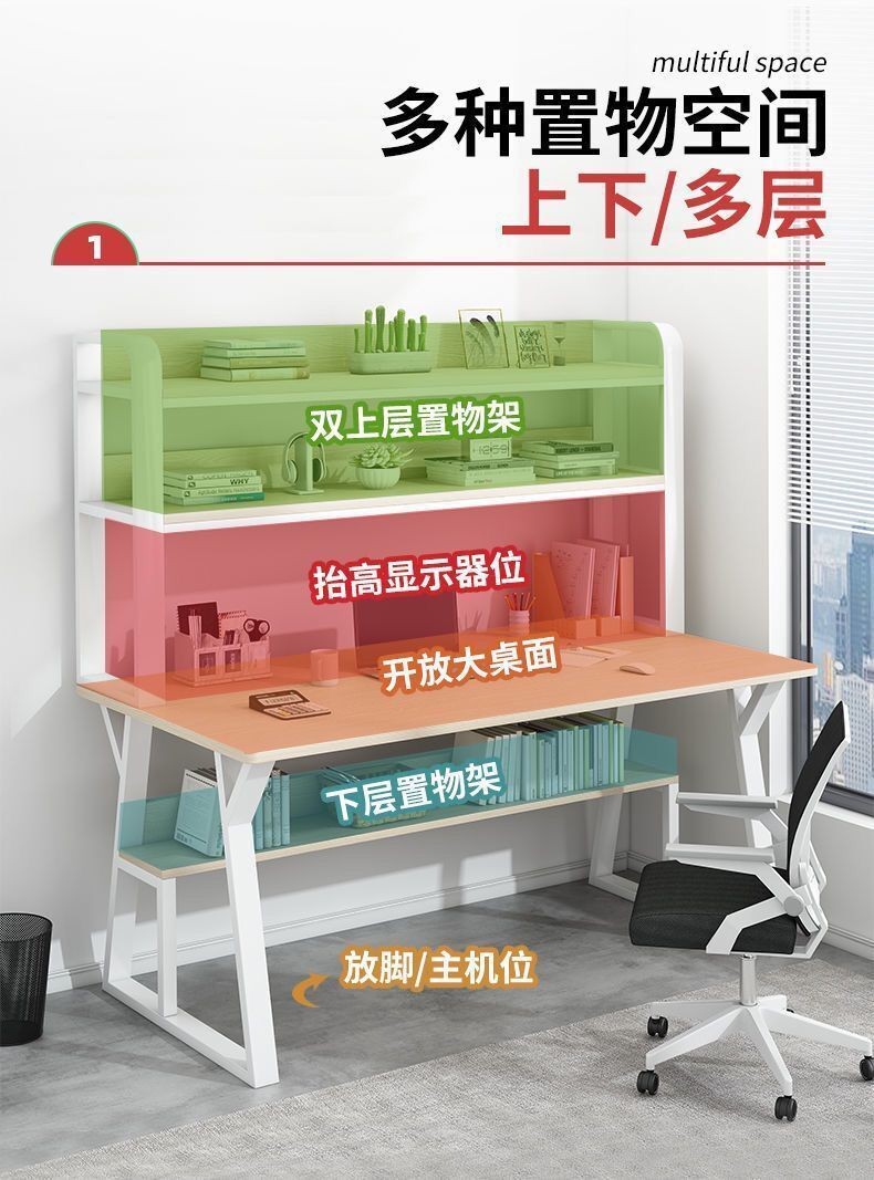 Wenbo【JYJU】Meja Modern Home Office Computer Desk With Storage Shelves ...