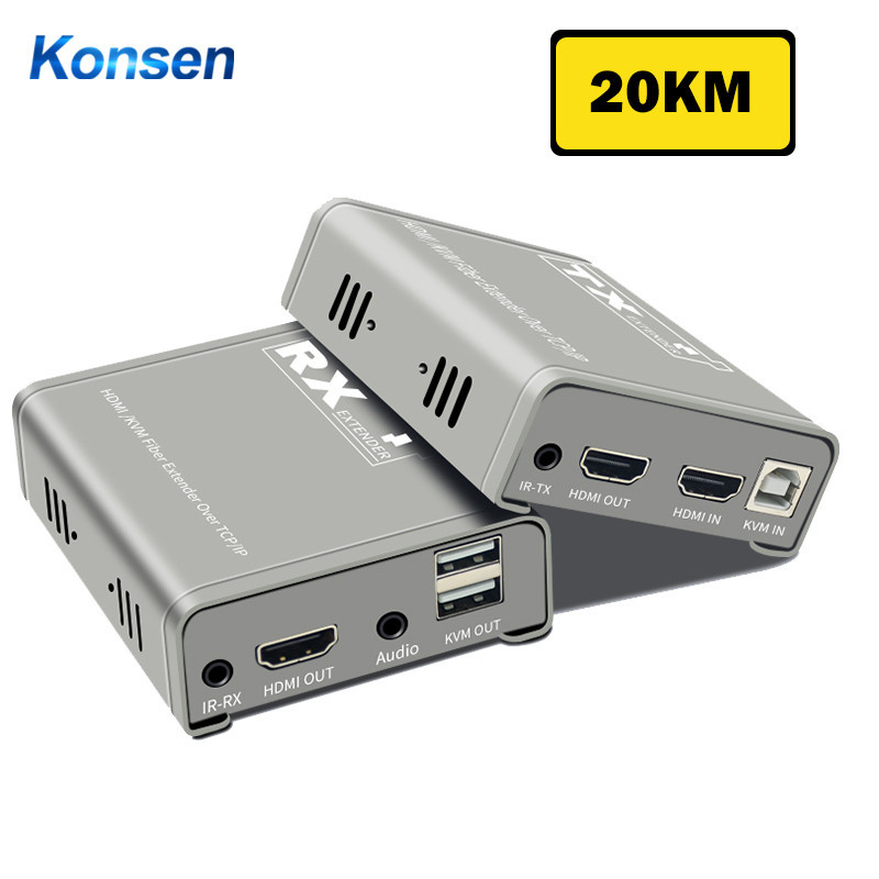 20Km HDMI Fiber KVM Extender Transceiver over SC Fiber Optic Cable ...