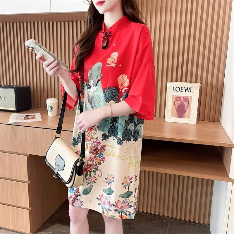 旗袍 新年連衣裙 Cheongsam Dress Women Qipao Plus Size Plus Size Plump Girls Mid-Length Western Style ...