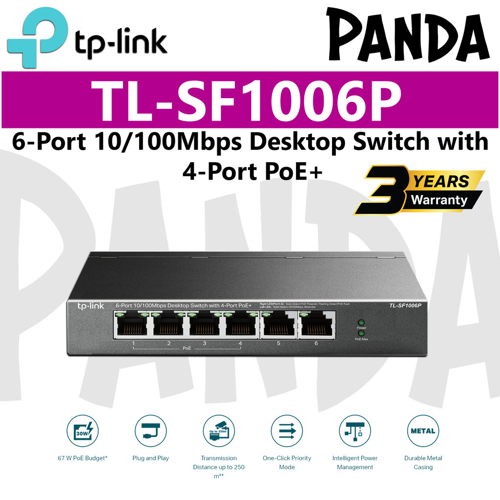 TP-Link 6-Port 10/100Mbps Desktop PoE+ Switch (TL-SF1006P) | Shopee ...