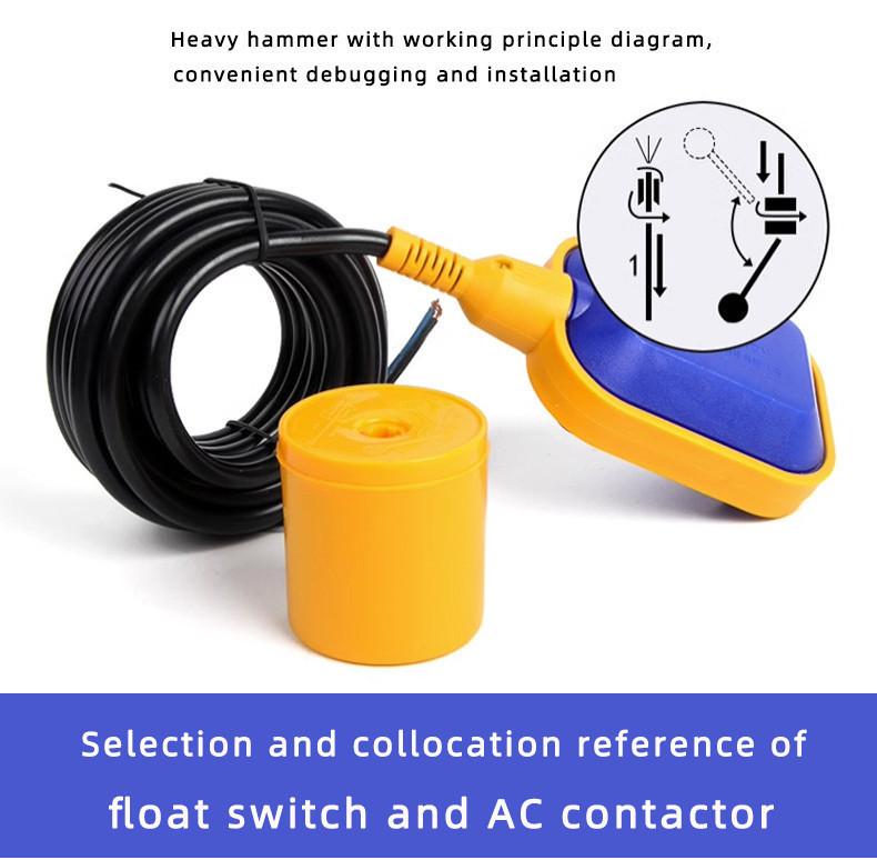 Square float switch automatic water supply controller relay 2/3/4/5m liquid level sensor round ...