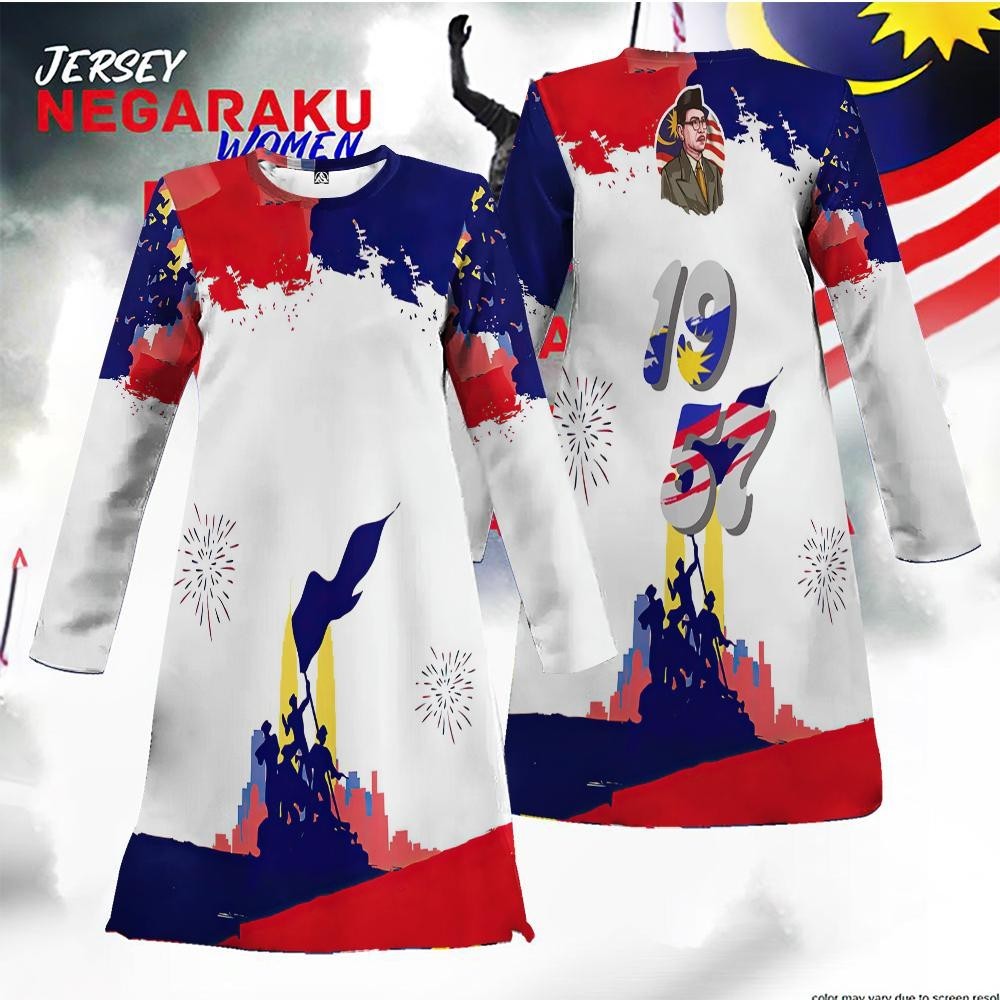 Baju T Shirt Merdeka 2024 Outdoor Sports Muslimah Jeresy Long Sleeves ...
