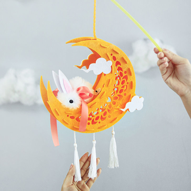 Moon Shape Rabbit Lantern Mid Autumn Handheld Lanterns Cute Funny Kids ...